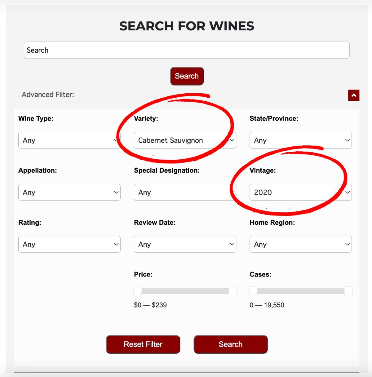 How to use the Wine Search functionality - Northwest Wine Report