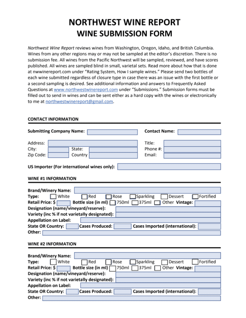Submission Form - Northwest Wine Report